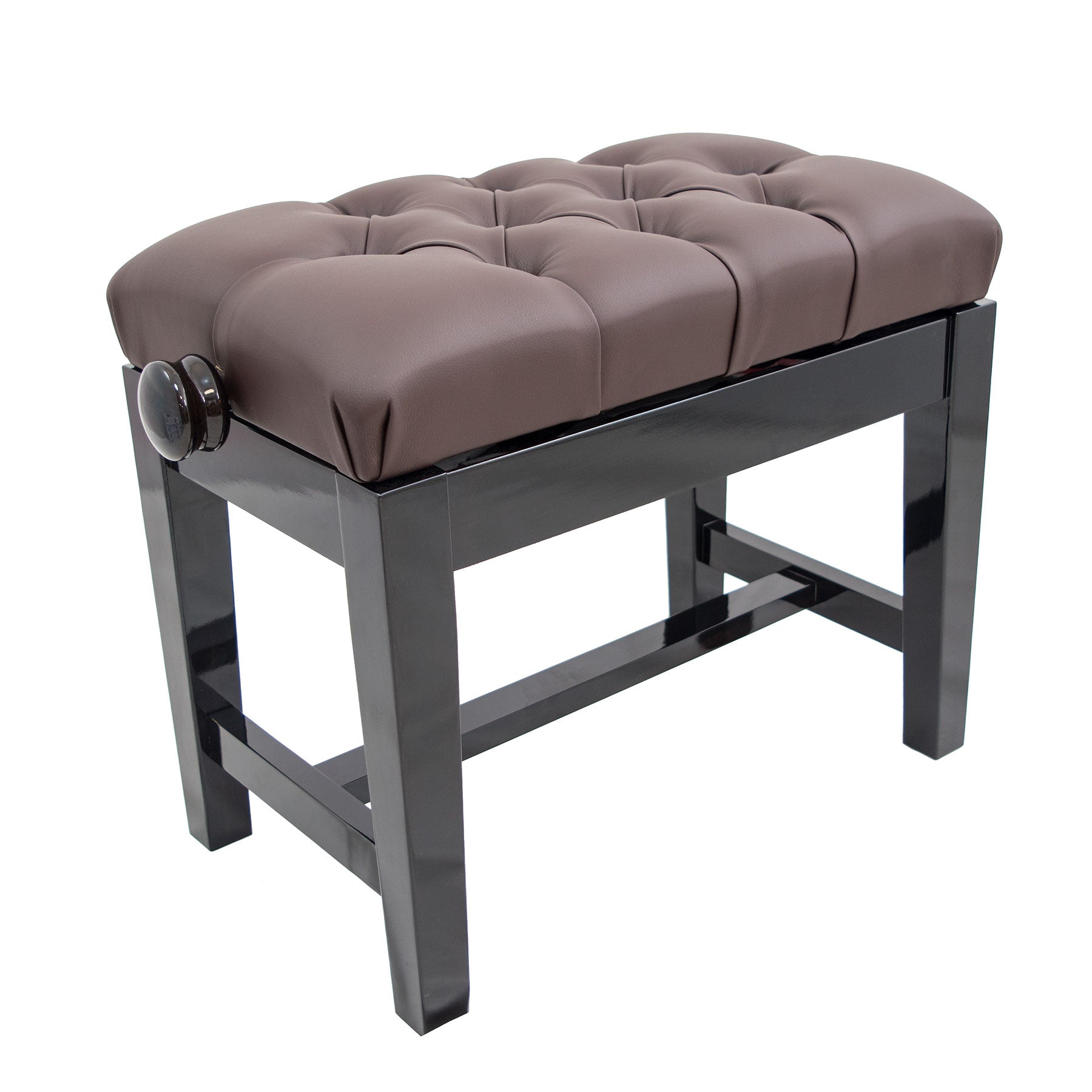 125TCH concert piano stool - Dark walnut gloss, brown simulated leathe