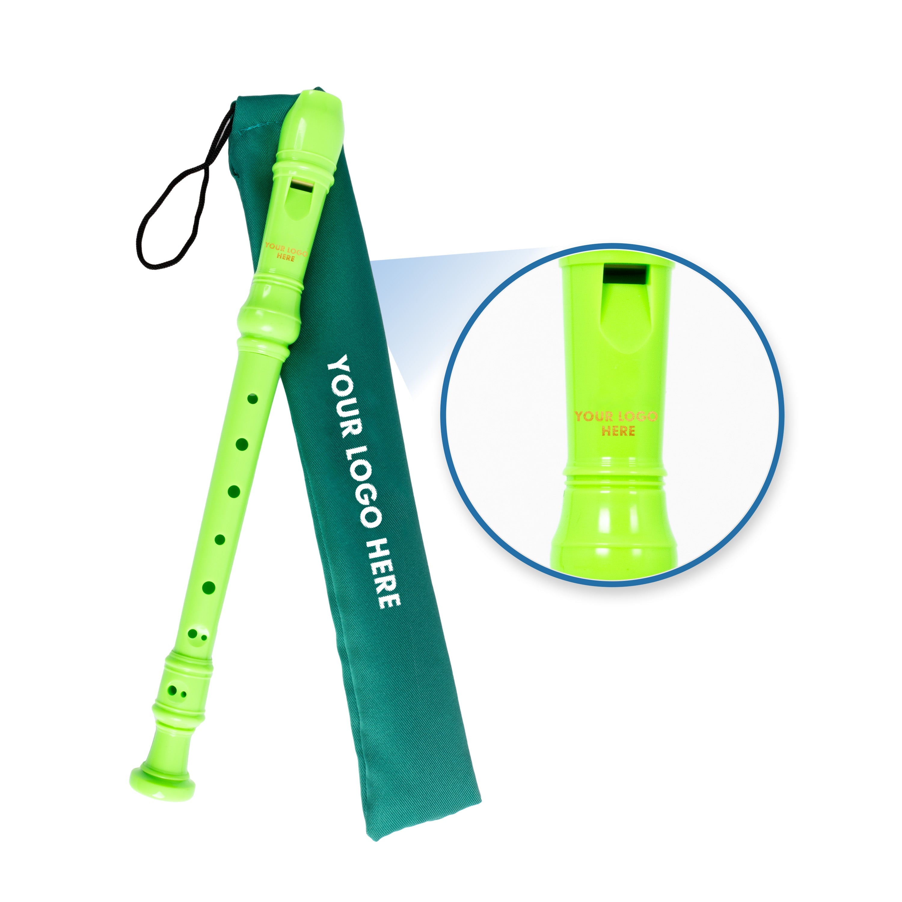 Recorder Workshop descant recorder with custom logo design - Green