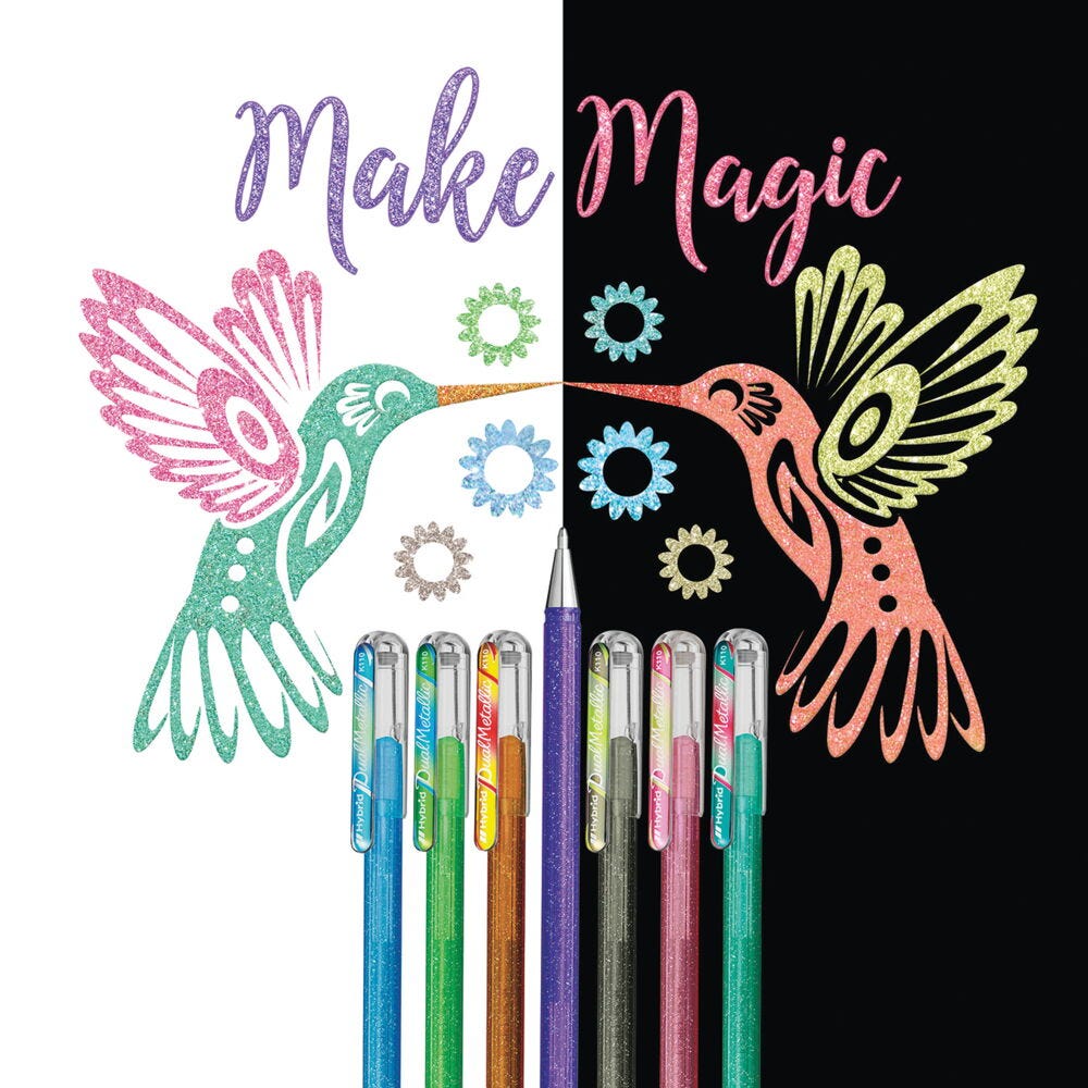 Ballpoint Pens, GEL INK PENS, Pentel Dual Glitter Metallics, Mellow Co
