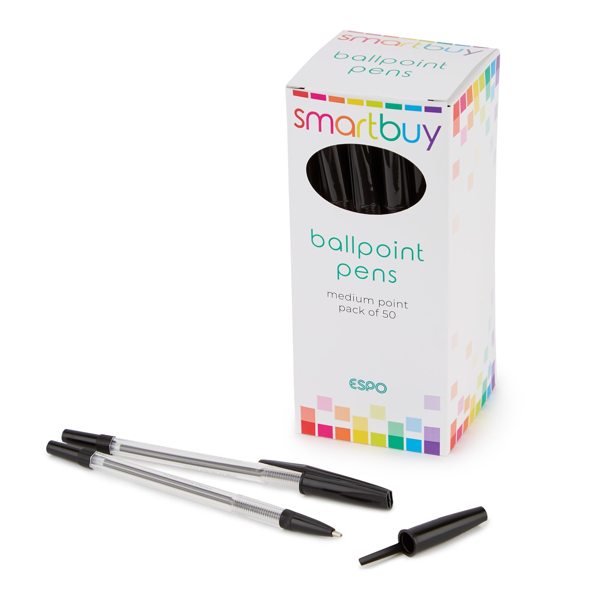 Smartbuy, PENS, Ballpoint Pen, Black, Box of 50