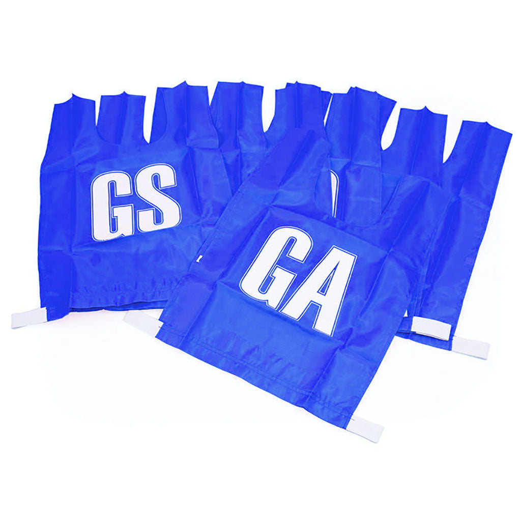 Netball Bib Cotton, Small, Blue, Set of 7