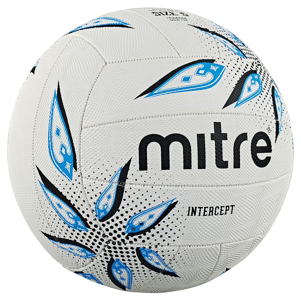 Mitre Intercept Netball Size 5, White/Blue