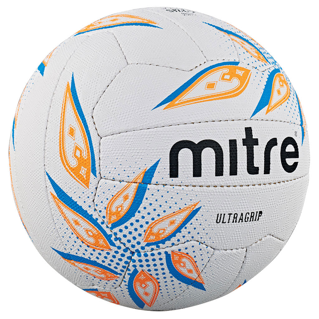 Mitre Ultragrip Netball Size 5, White/Grey/Yellow