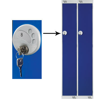 SINGLE COMPARTMENT LOCKERS WITH KEY LOCKS, 450 x 450 x 1800mm (w x d x