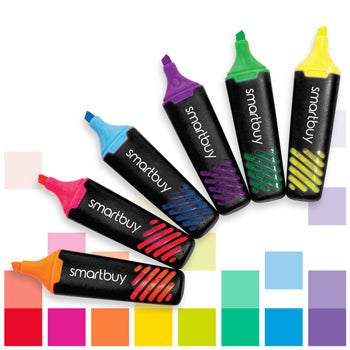 HIGHLIGHTERS, Smartbuy, Liquid Ink Highlighters, Assorted, Pack of 6