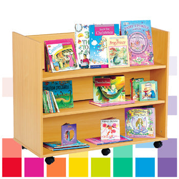 BOOK STORAGE, DOUBLE SIDED MOBILE BOOK STORAGE, 3 Straight Shelves one