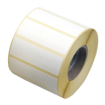 WHITE SELF-ADHESIVE LABELS, NON PRINTER, Reels, Rectangular, 75 x 25mm